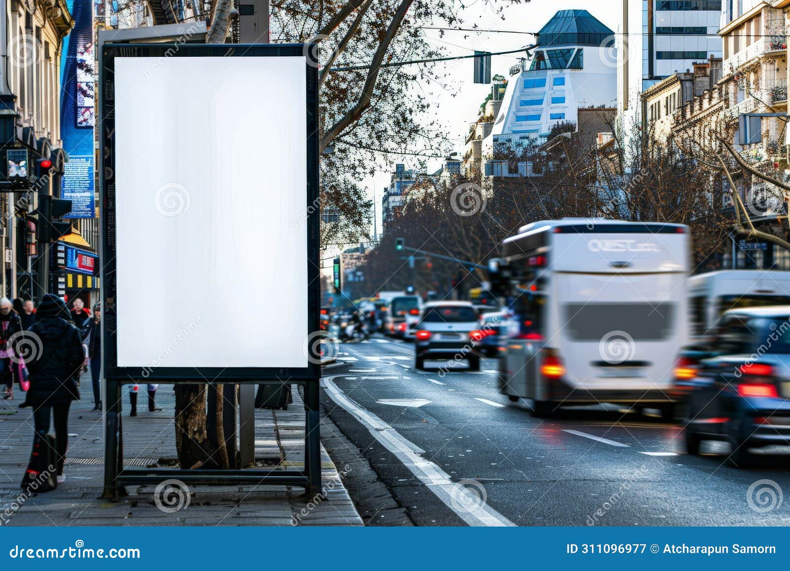Blank Advertising Poster Banner Mockup on Busy Street, Advertising ... Blank Advertising Poster Banner Mockup on Busy Street, Advertising ...