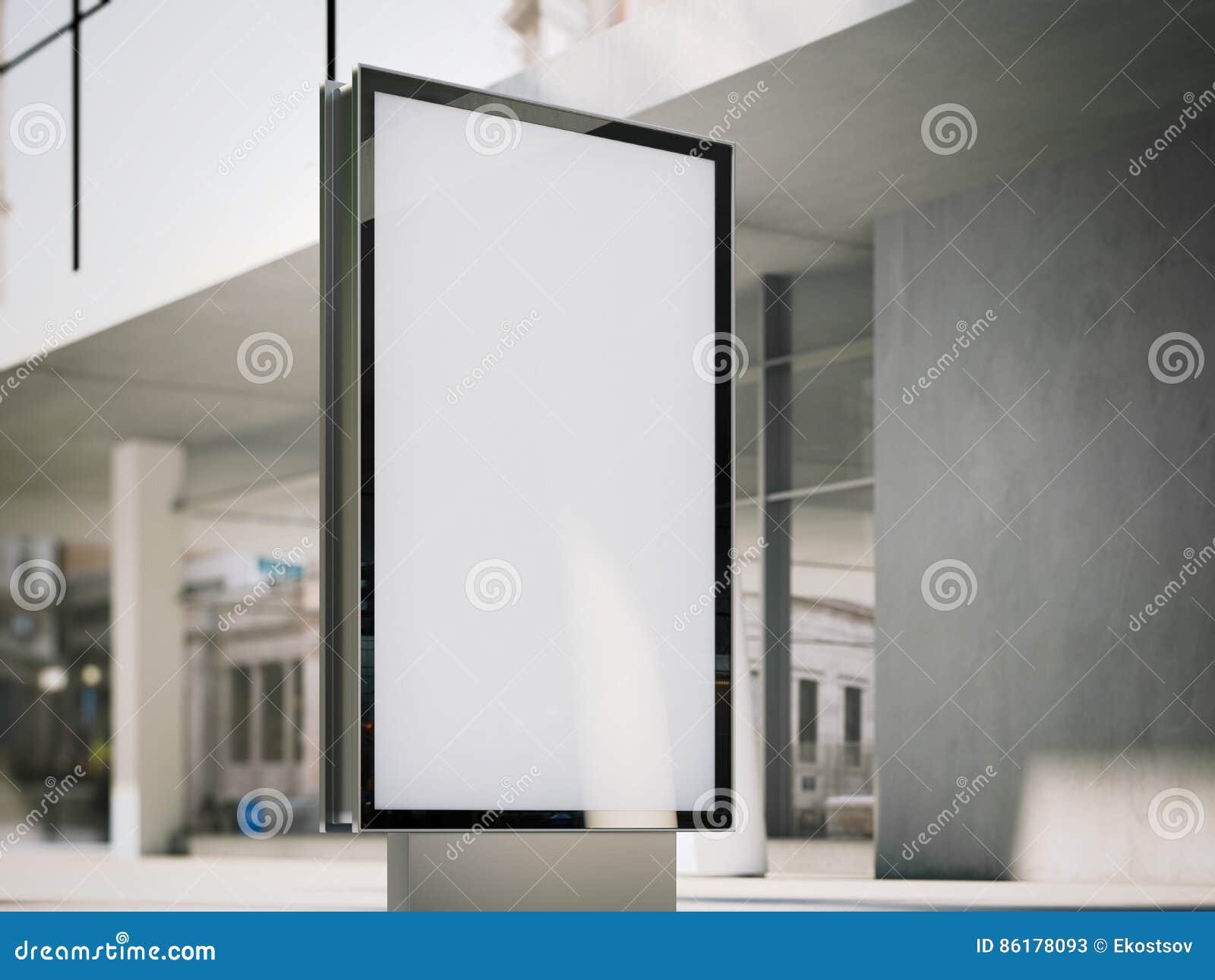 Blank Advertising Stand on Office Street. 3d Rendering Stock ...