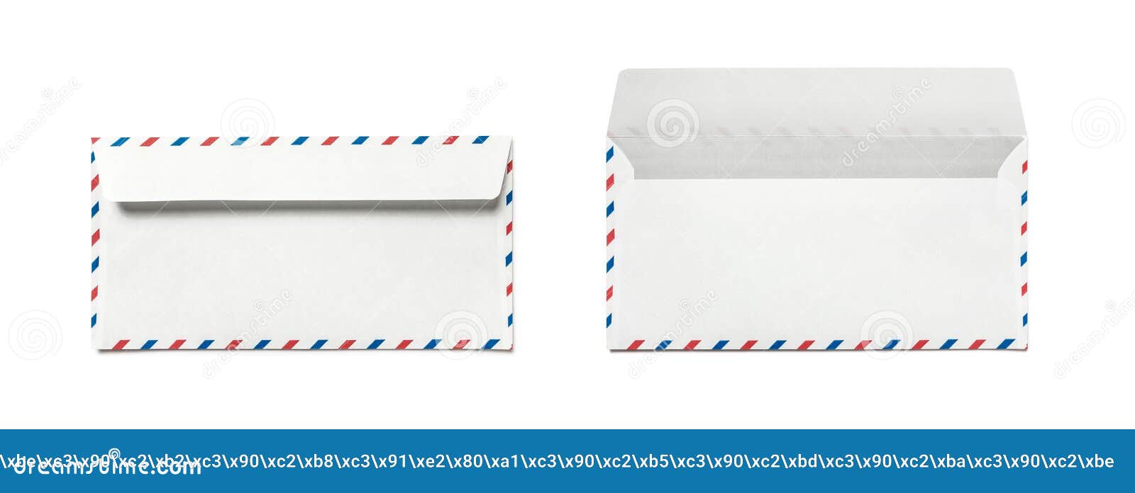 Blank Airmail Envelope Isolated, Rear View. Double Back. Stock Photo ...