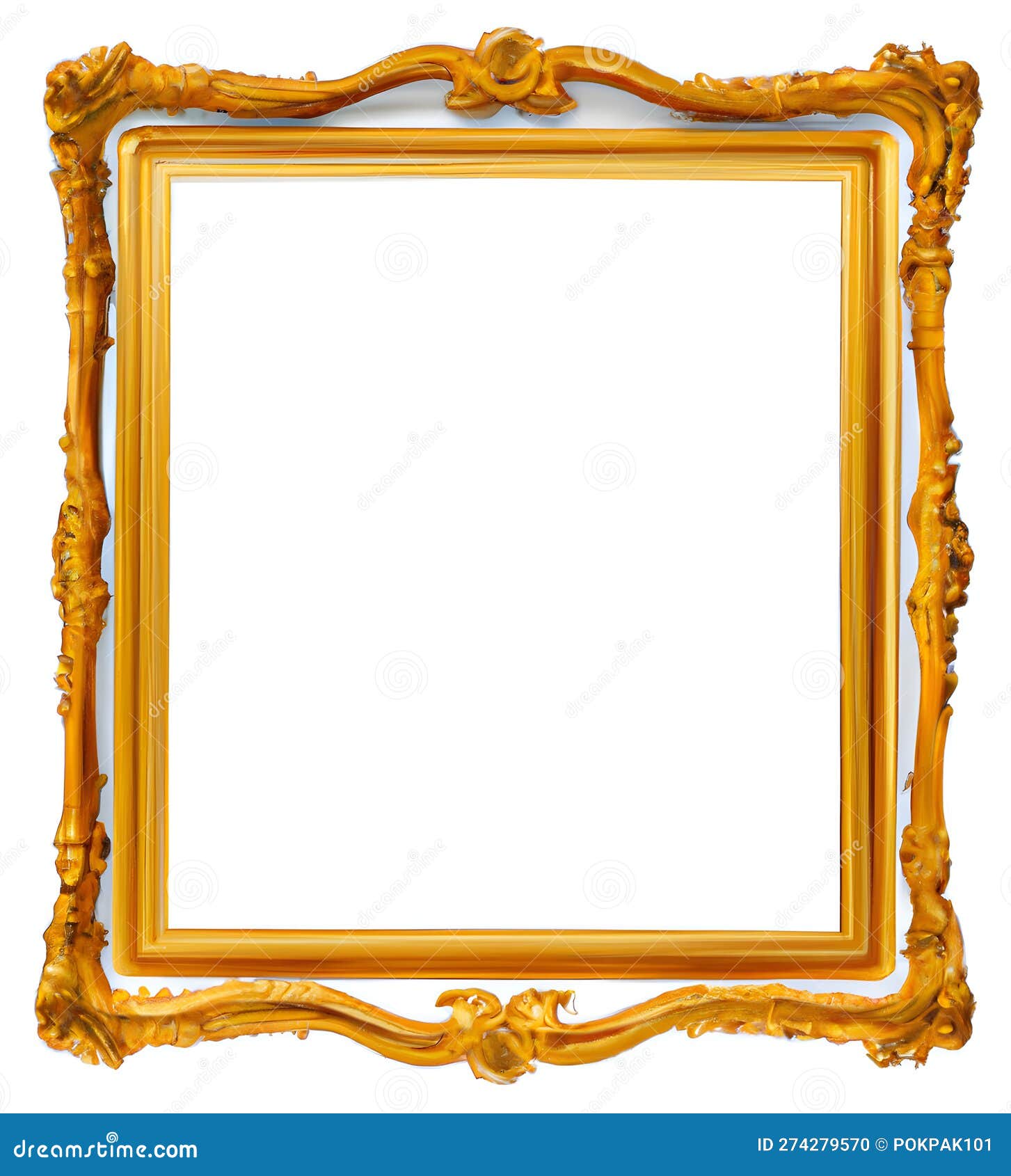 Blank Antique Gold Picture Frame. Generative AI Stock Illustration ...