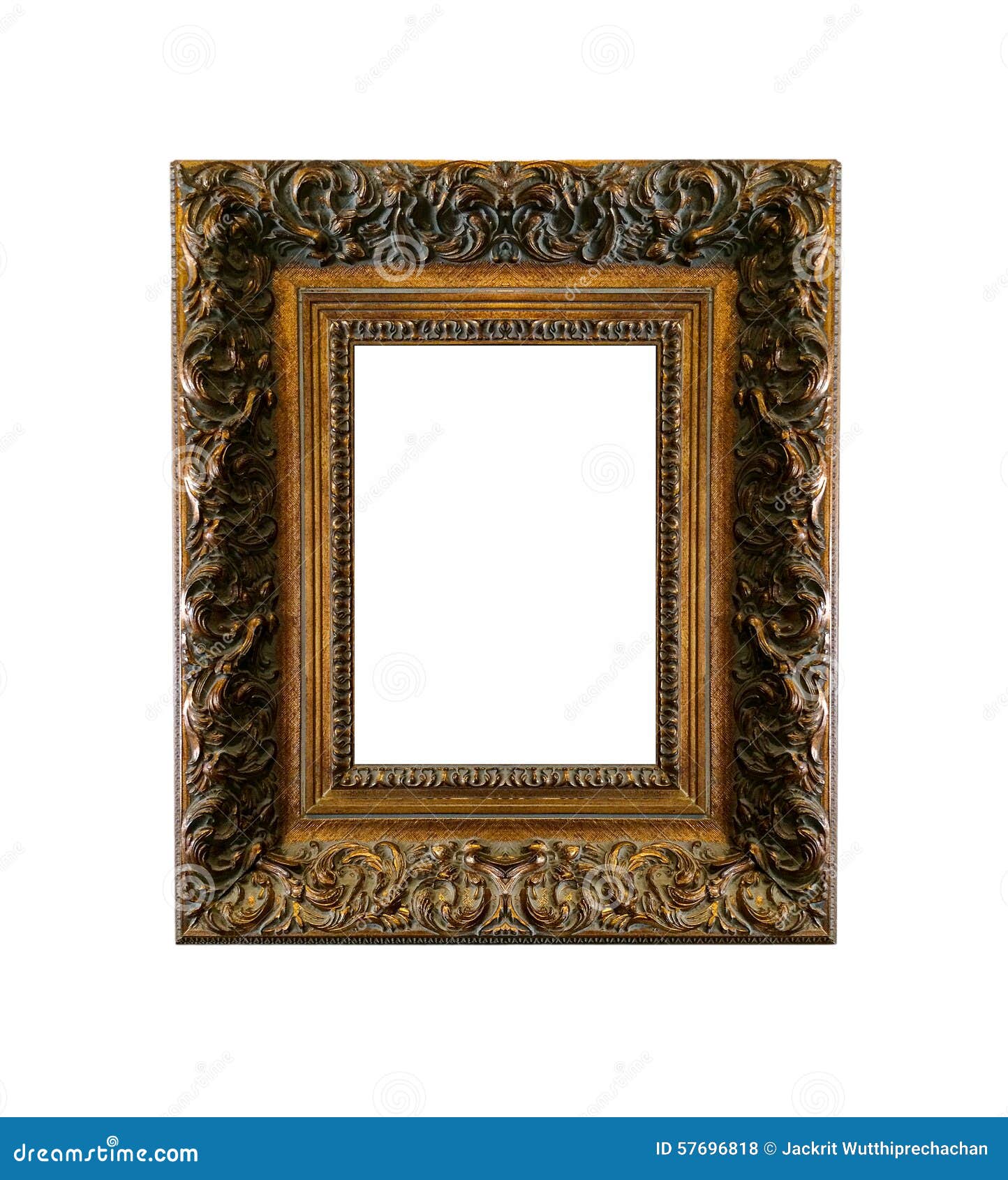 Blank Antique Golden Frame Isolated Stock Photo - Image of carving ...