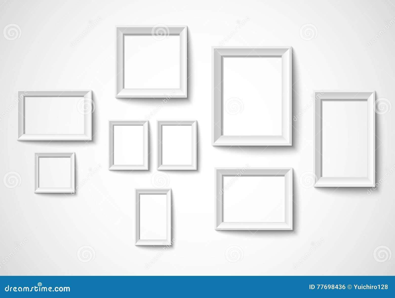 Blank Art Frame Set Isolated on Wall Stock Vector - Illustration of ...