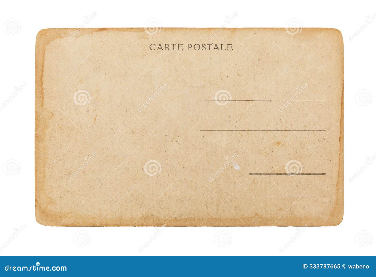 Blank Backside of Old Postcard Isolated on White Stock Image - Image of ...
