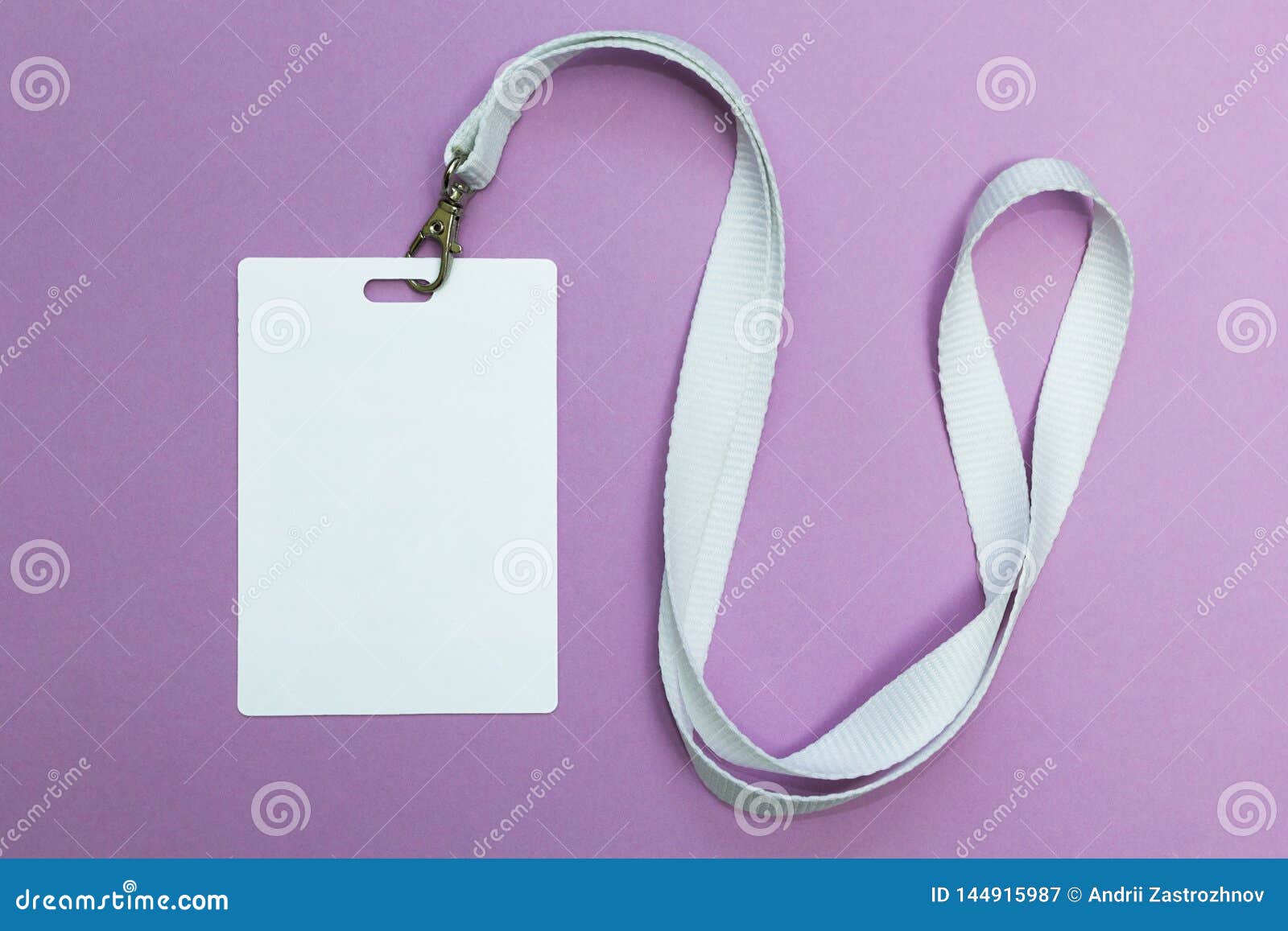 Empty Name Tag With White Strap, Mockup On Green Background Royalty ...