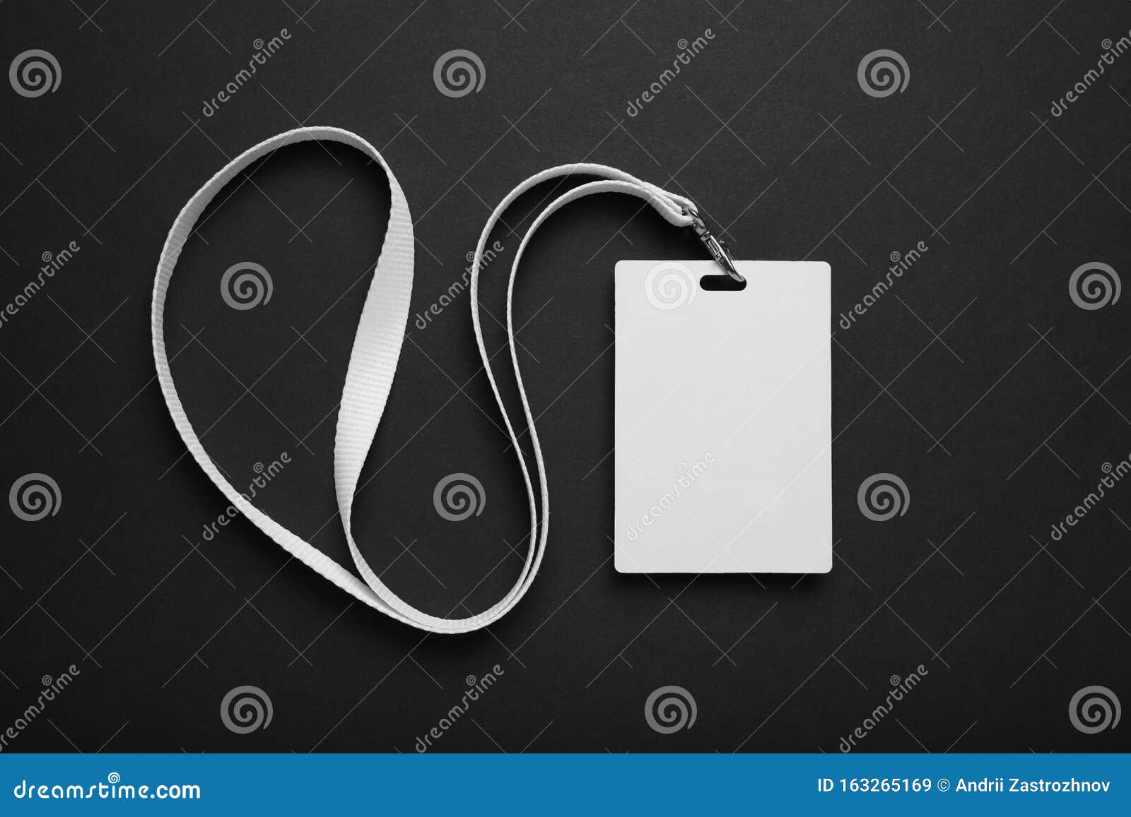 Empty Name Tag With White Strap, Mockup On Green Background Royalty ...