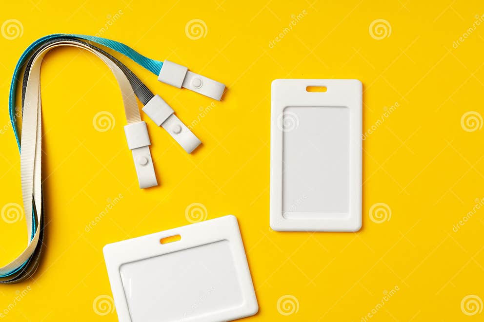 Blank Badge with String on Yellow Background Stock Image - Image of ...