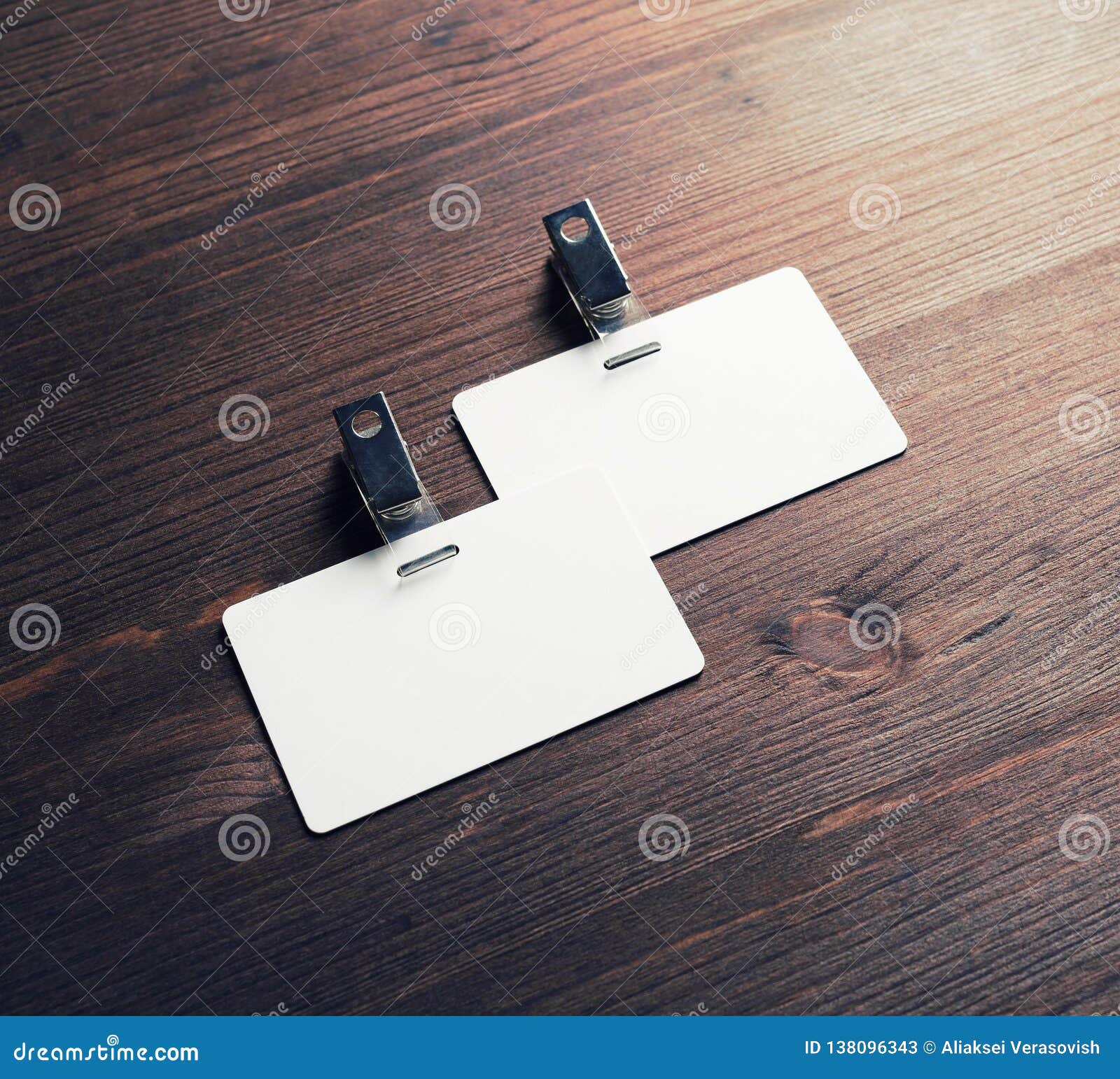 Blank badges mockup stock image. Image of desk, premium - 138096343