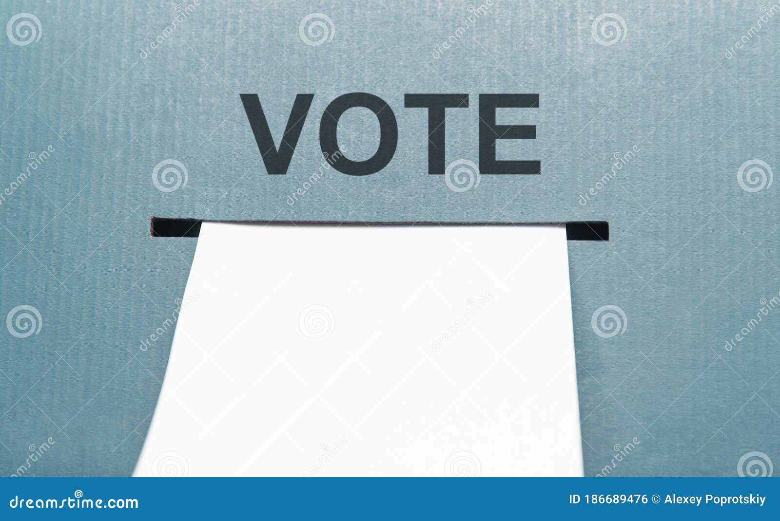 Blank Ballot is Inserted into a Voting Box, View from Above. Stock ...