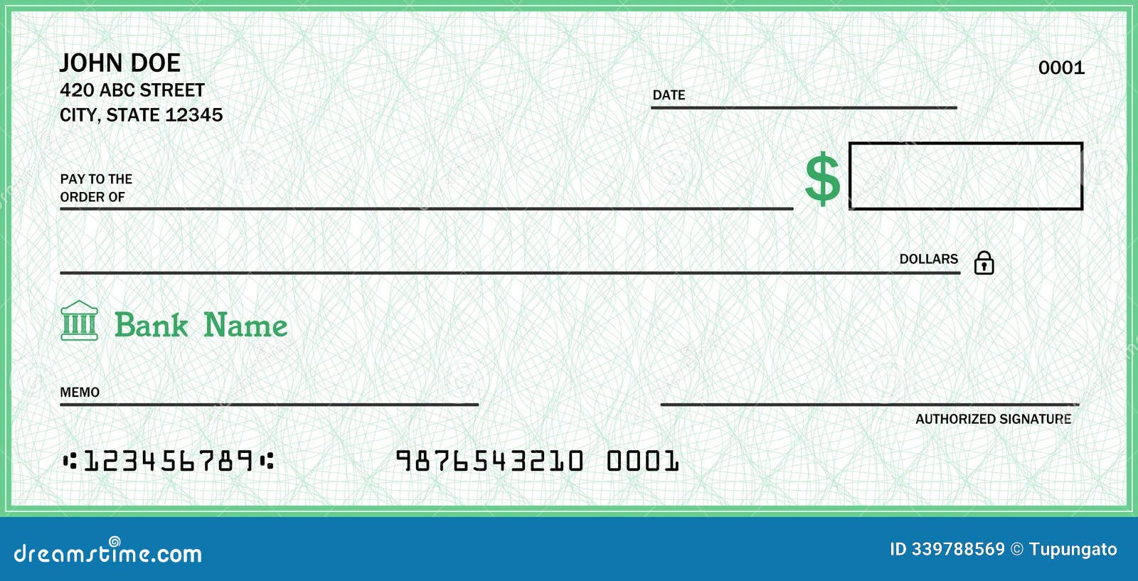 Blank Bank Check Vector Template Stock Vector - Illustration of voucher ...
