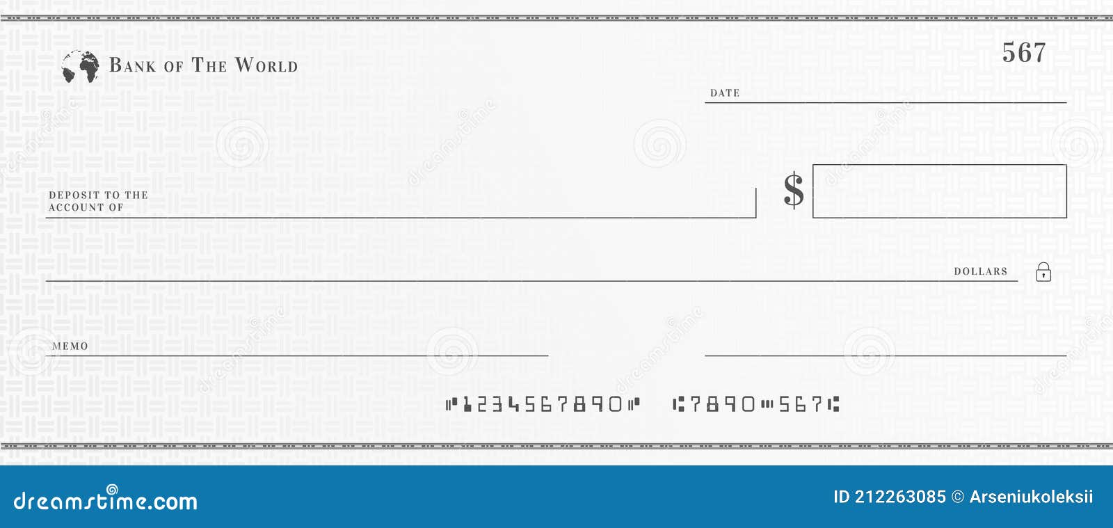 Cheque Template. Blank Checkbook Pages Mockups With Empty Fields. Bank ...