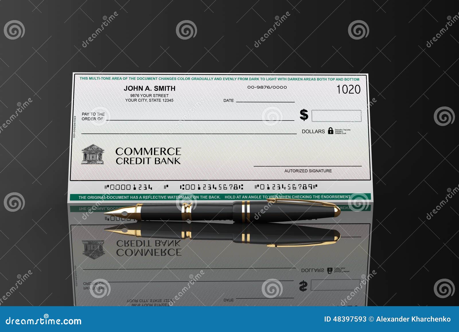 Blank Banking Check and Fountain Pen Stock Image - Image of invest ...