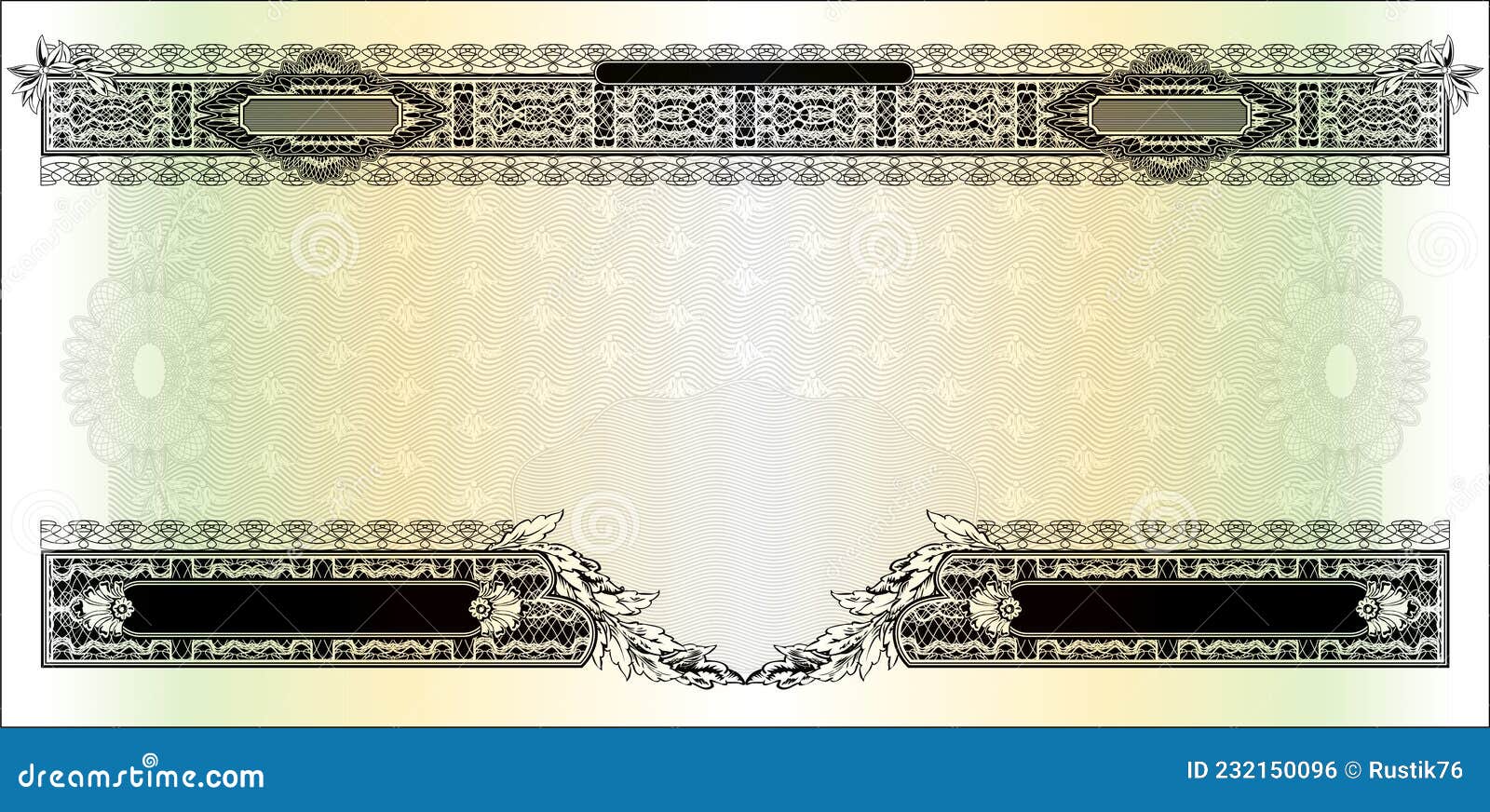 Blank for Banknote with Free Space and Gradient Fill Stock Illustration ...
