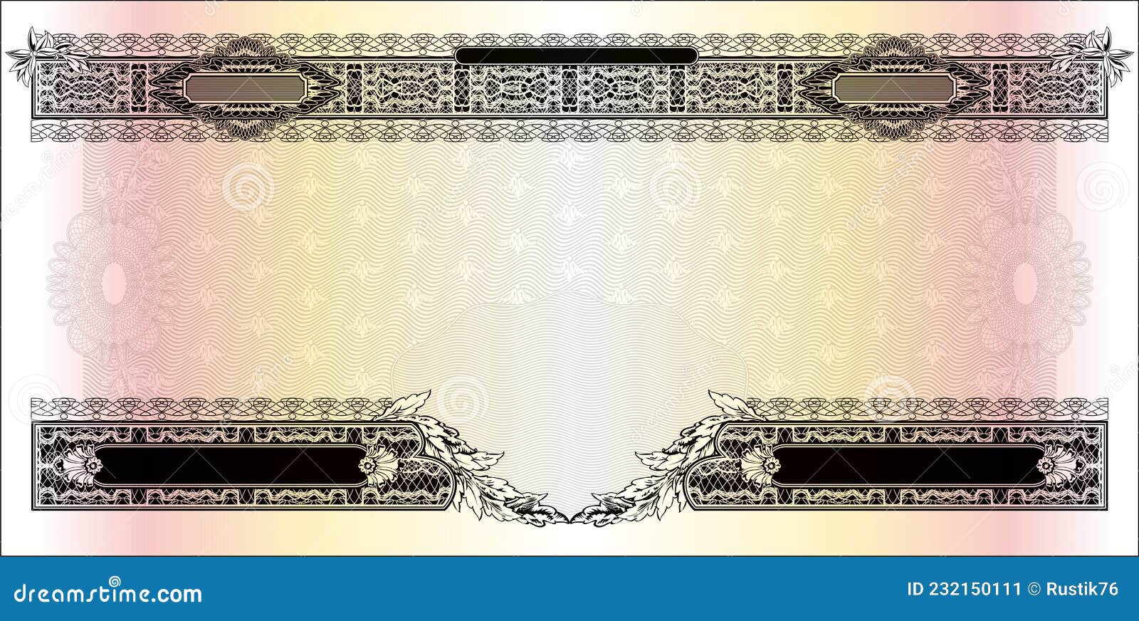 Blank for Banknote with Free Space and Gradient Fill Stock Illustration ...