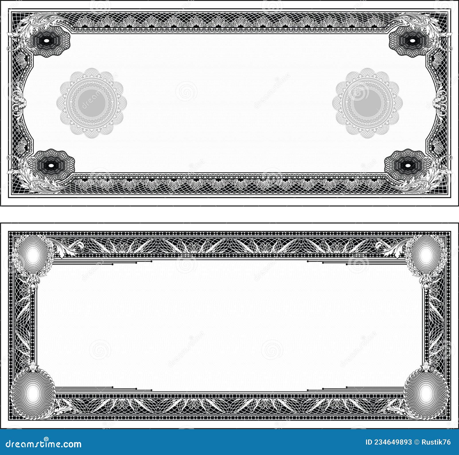 Blank for Banknote Obverse and Reverse with Empty Space for Inscription ...
