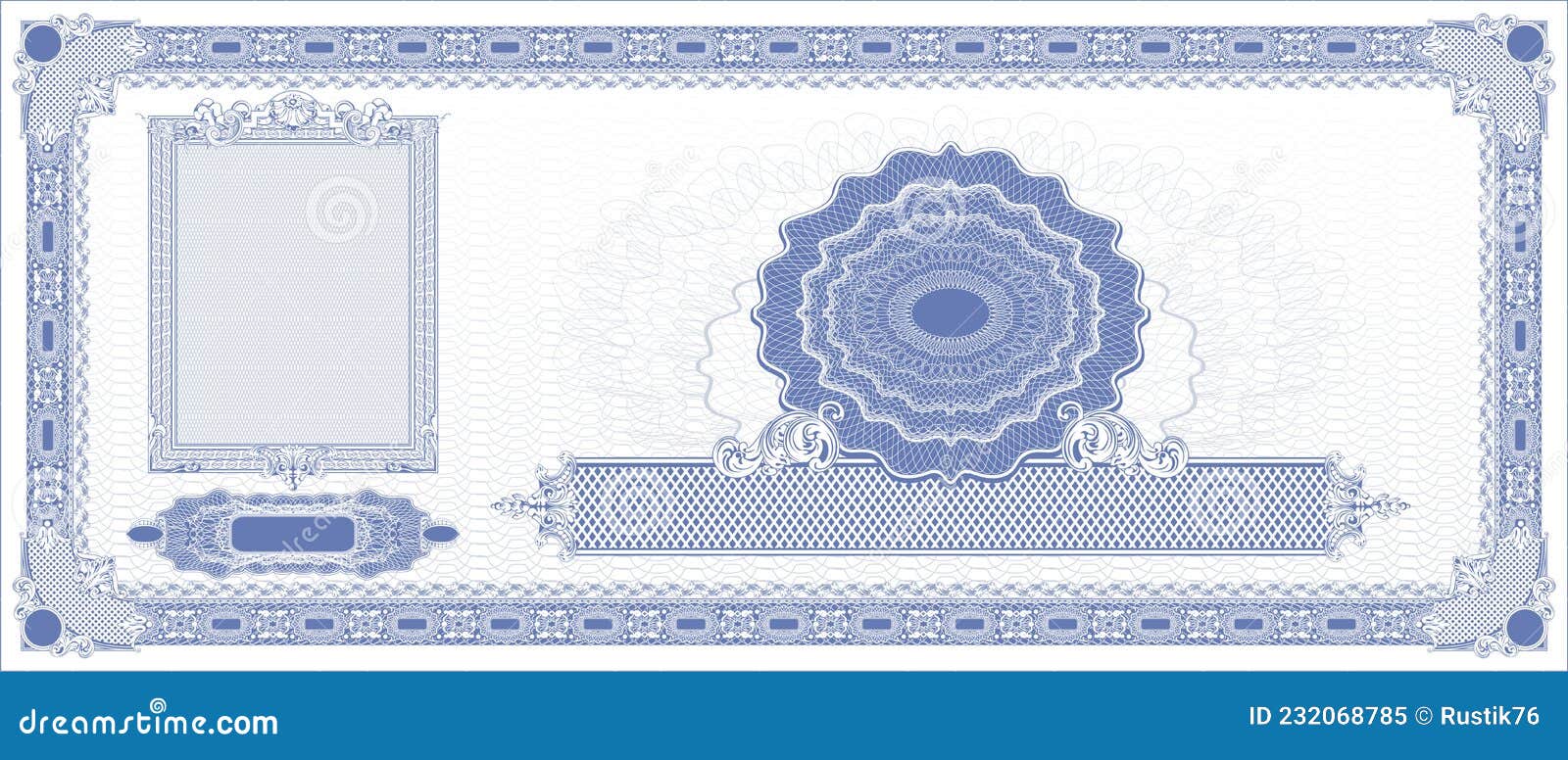 Blank for a Banknote with a Portrait from the Side Blue Stock ...