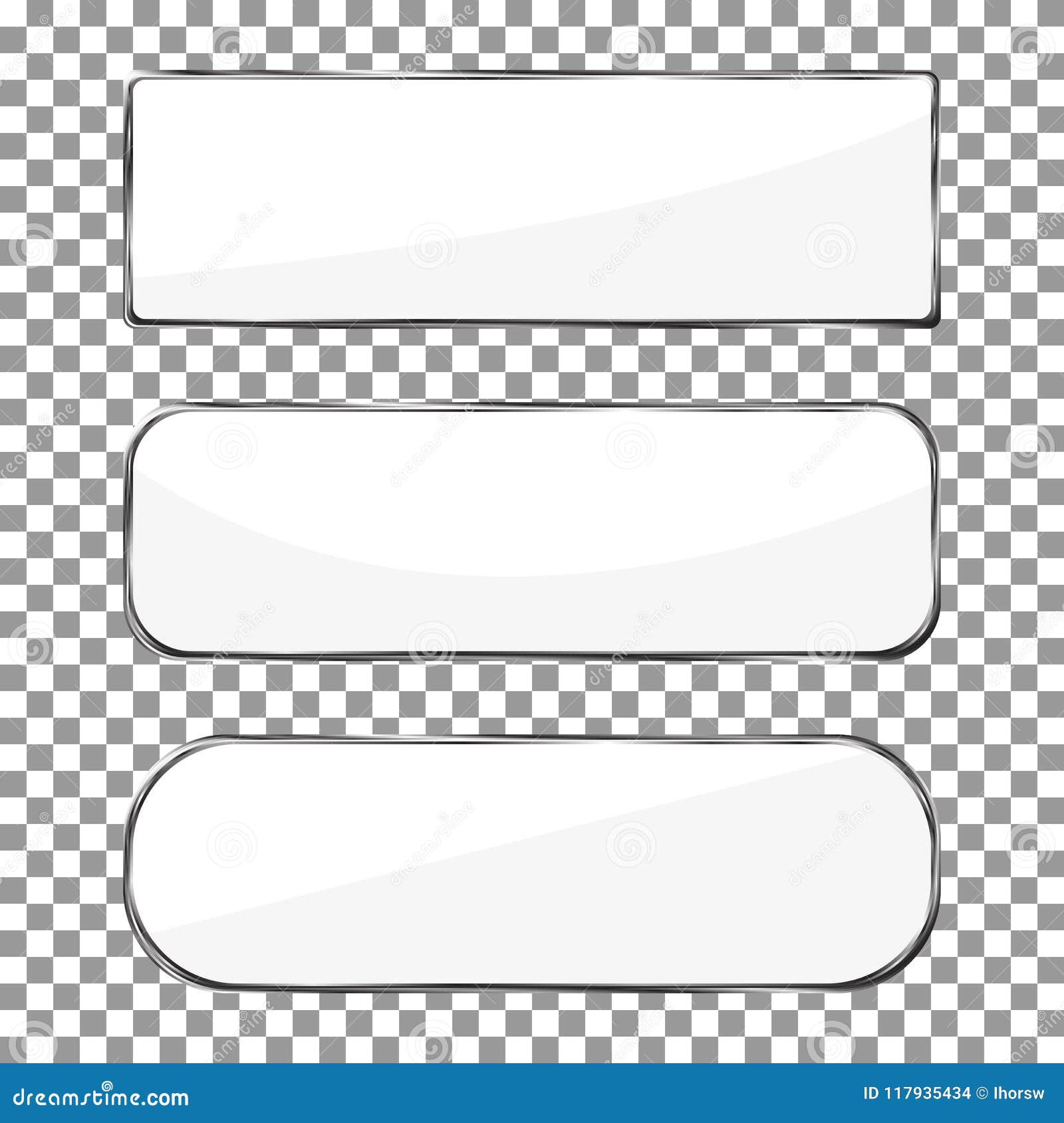 Blank Banner Button with Silver Metal Frame. Chrome Banner Vector ...