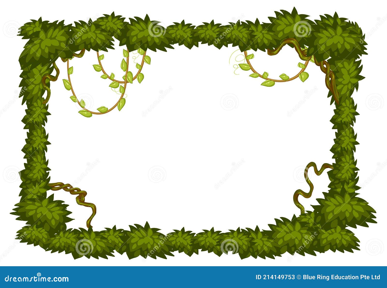 Blank Banner with Jungle Tree Elements Frame Template Stock Vector ...
