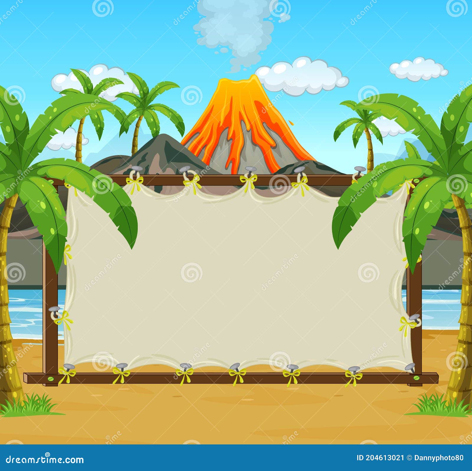 Prehistoric Scene With Stegosaurus Cartoon Vector Illustration ...