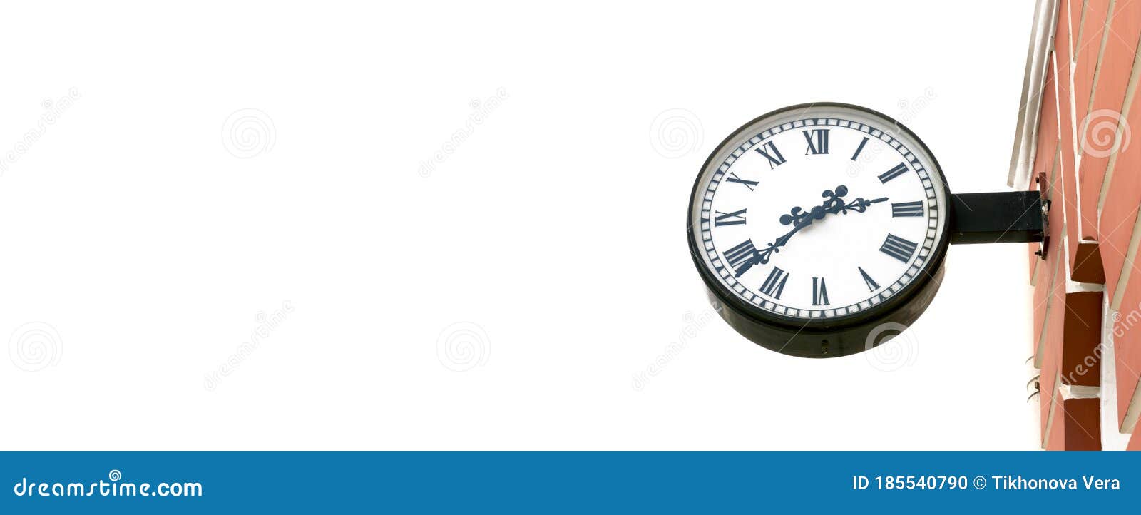 Blank Banner with Street Clock Stock Photo - Image of billboard ...