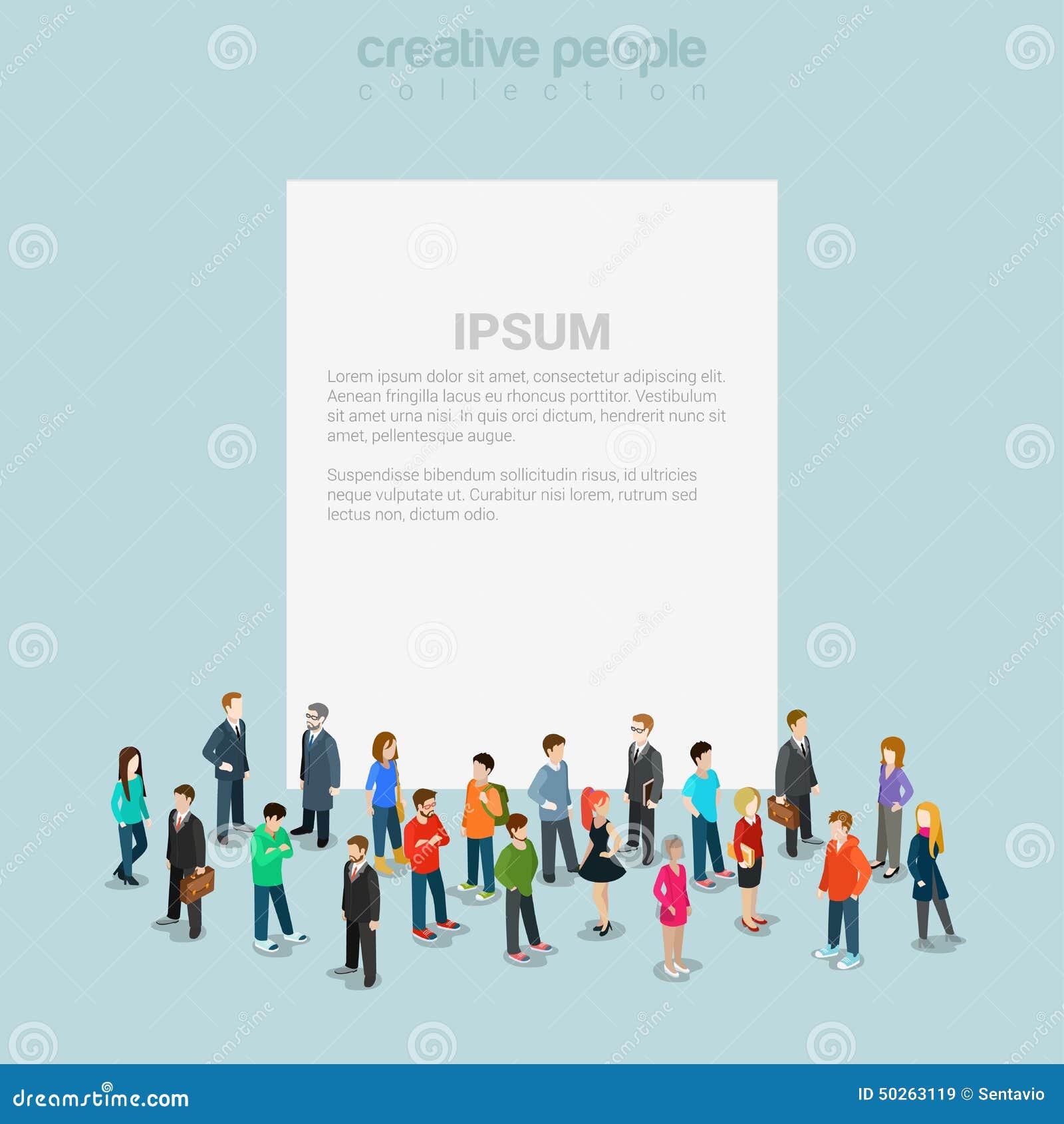 Blank Banner Template Crowd Micro People Flat 3d Web Isometric Stock ...