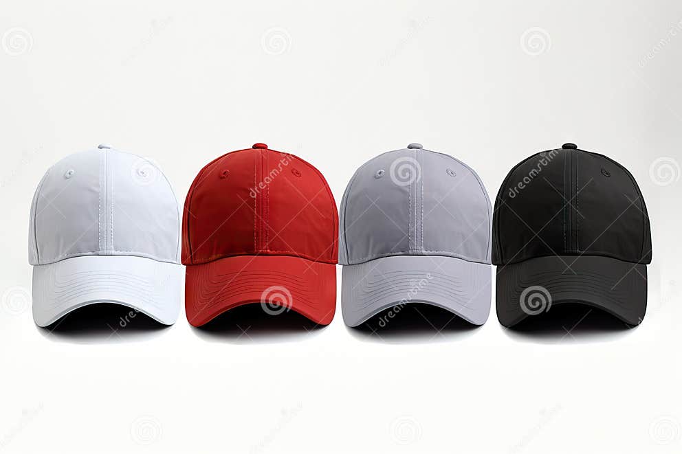 Blank Baseball Cap 4 Color Set on White Background Stock Illustration ...