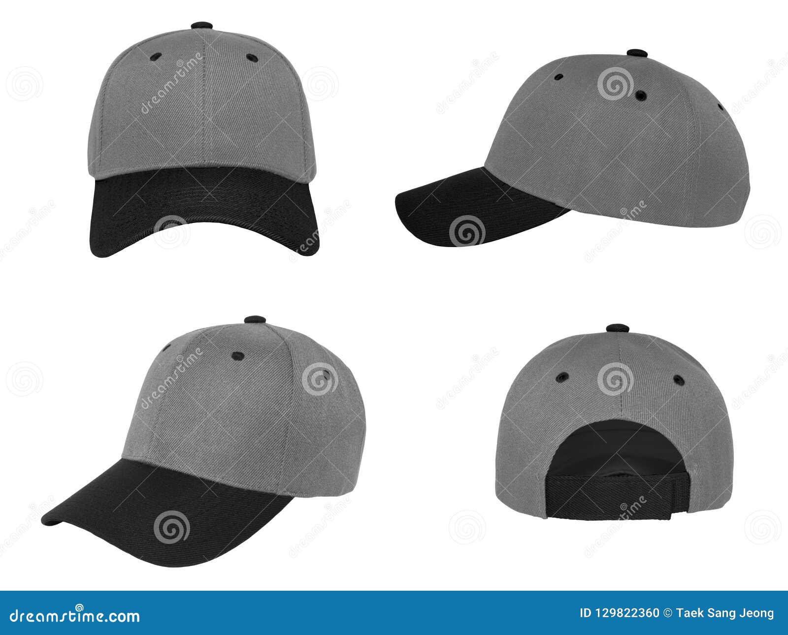 Blank Baseball Cap 4 View Color Grey/black Stock Photo - Image of front ...