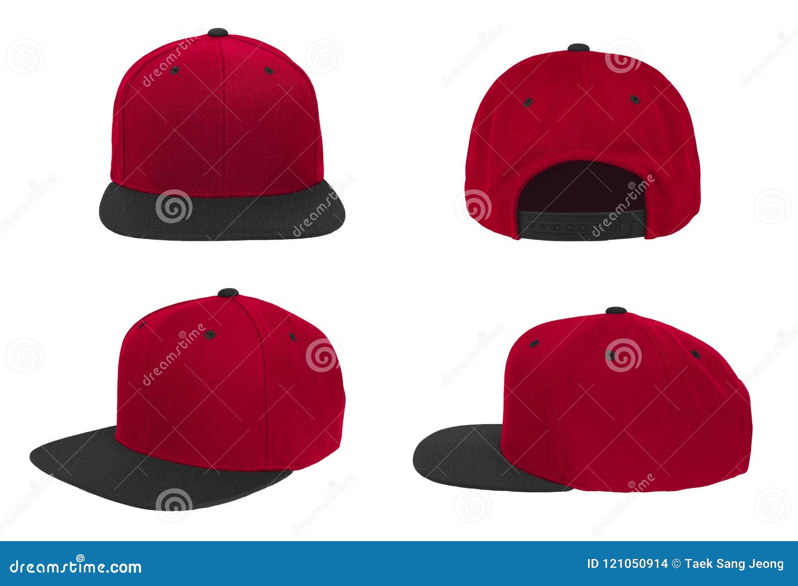 Blank Baseball Snap Back Cap Two Tone Color Red/black Stock Photo ...
