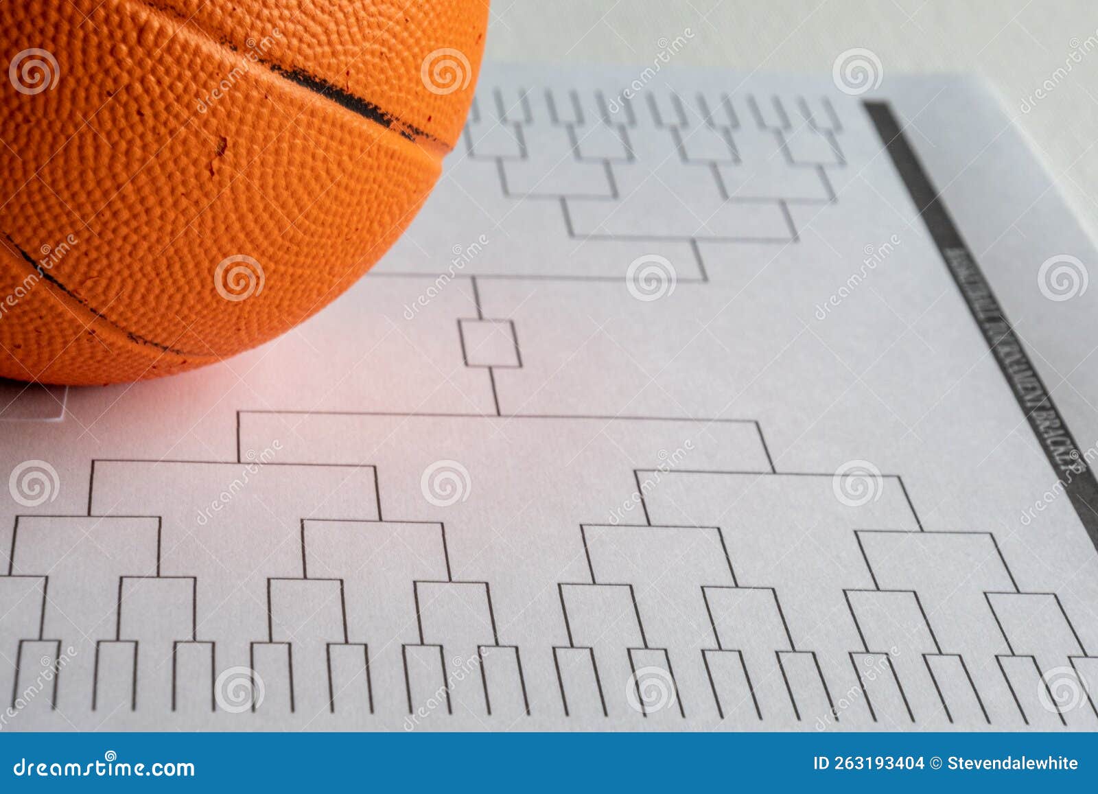 Blank Bracket Grid on White Paper with Basketball on Top Stock Photo ...