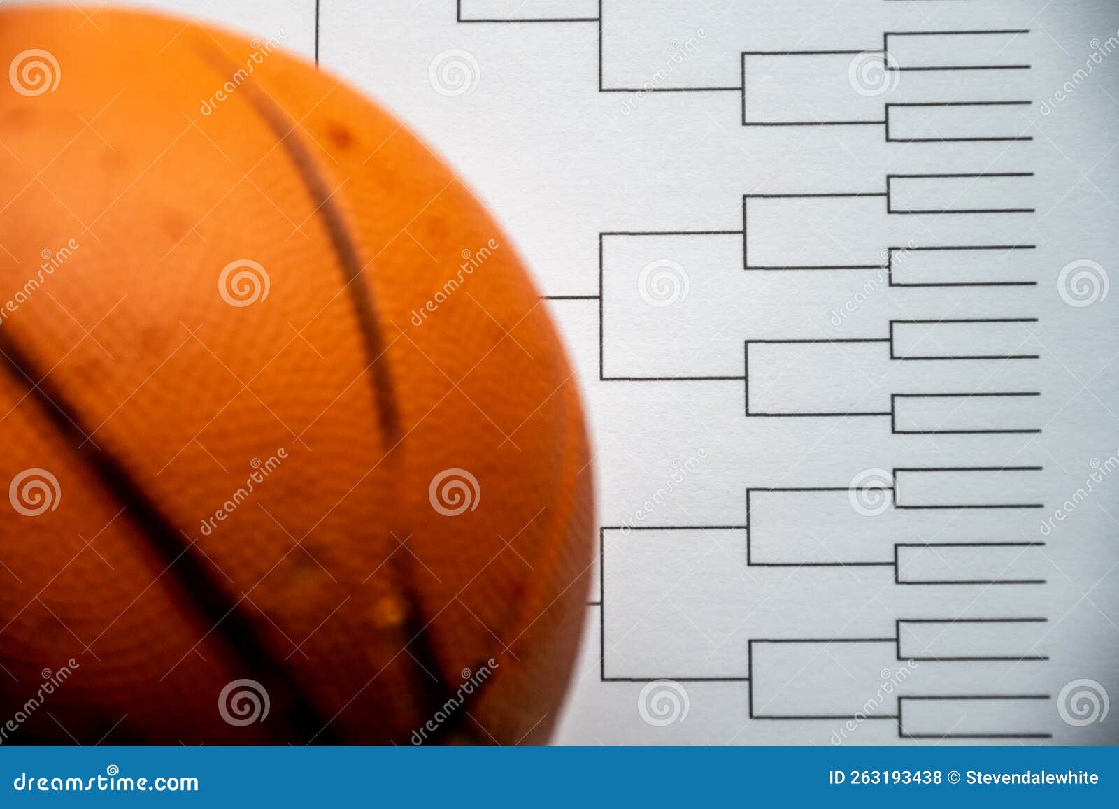 Blank Bracket Grid on White Paper with Basketball on Top Stock Photo ...