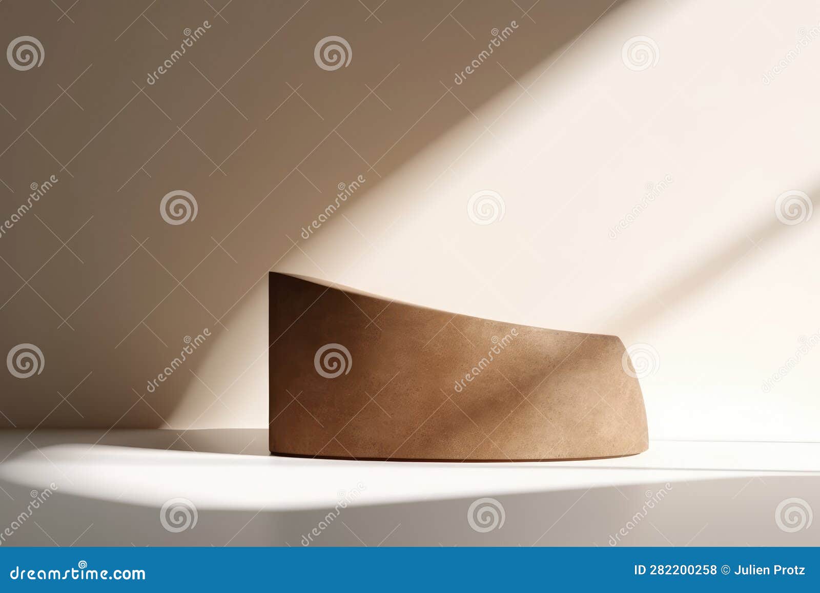 Blank Beige Brown Cement Curve Counter Podium with Texture Stock ...