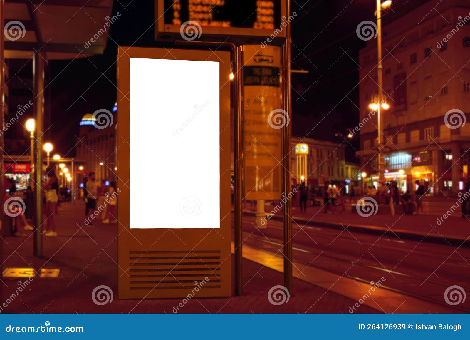 Blank Billboard Ad Panel in Urban Setting at Night Stock Image - Image ...