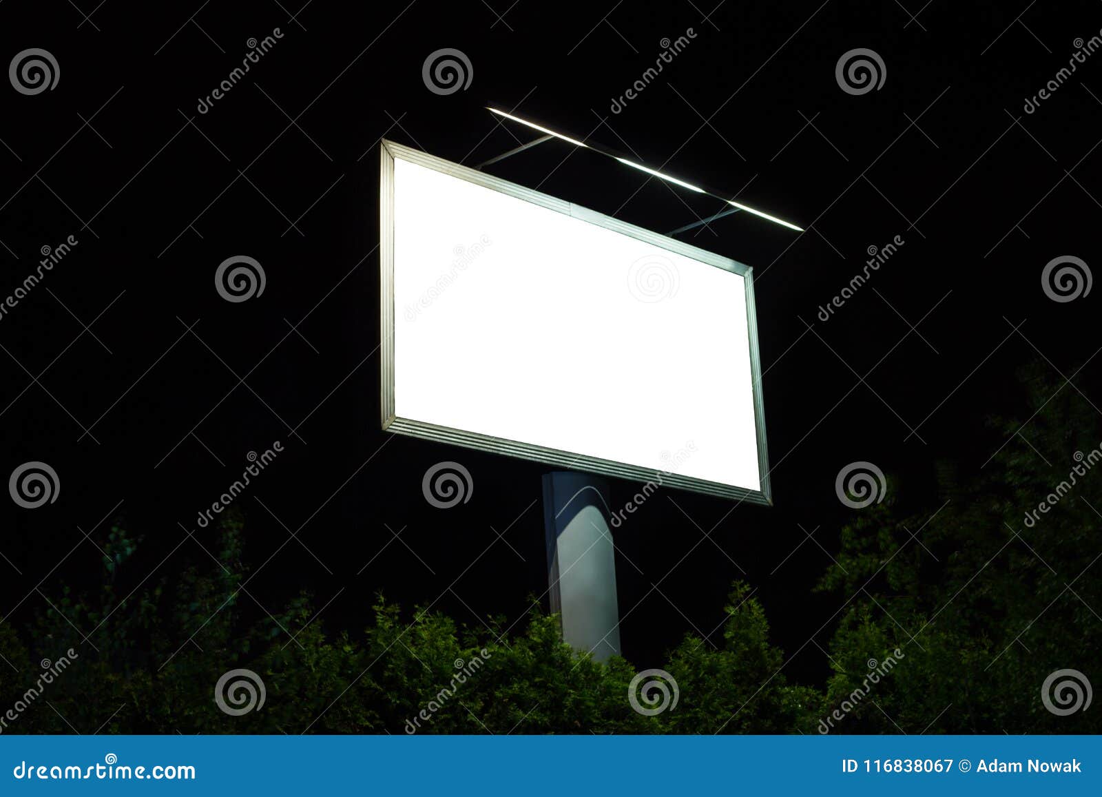 Empty billboard, by night. stock image. Image of banner - 116838067