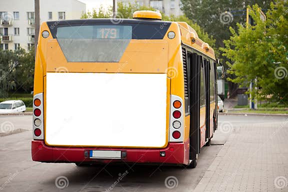 Blank Billboard on Back of Bus Stock Photo - Image of information ...