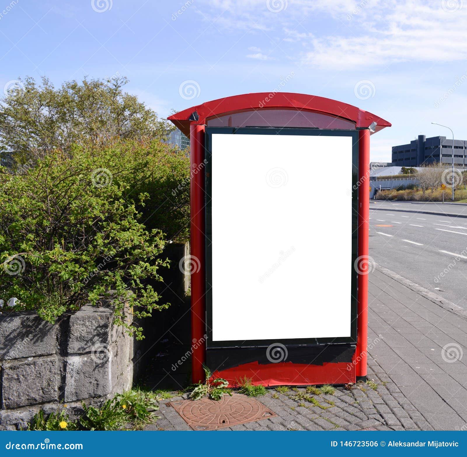 Blank Billboard at City Bus Station Stock Photo - Image of promo ...
