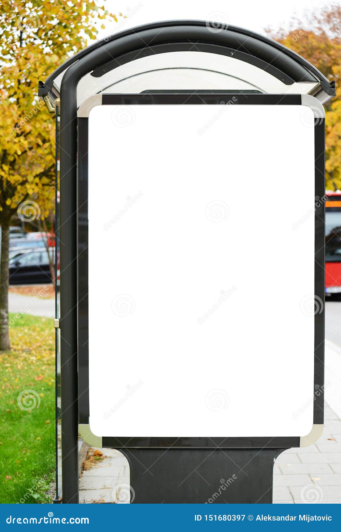 Blank Billboard on City Bus Station Stock Image - Image of advert, city ...
