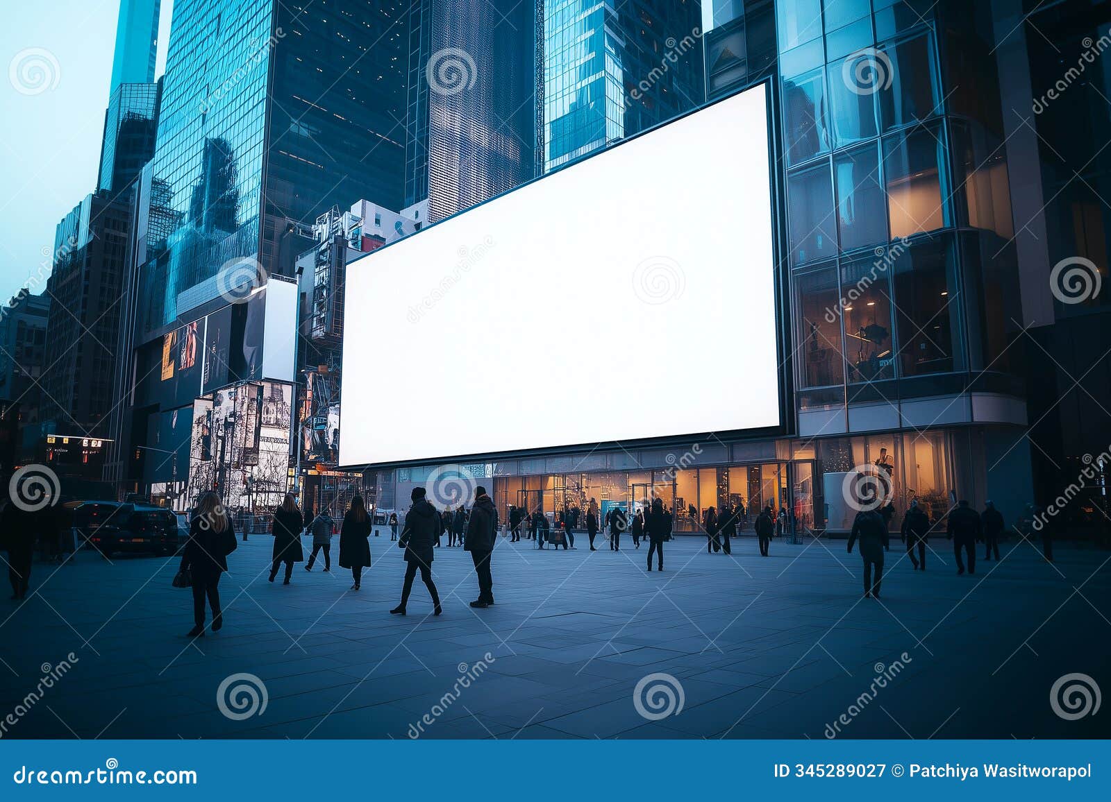 Blank Billboard on a City Road Stock Illustration - Illustration of ...