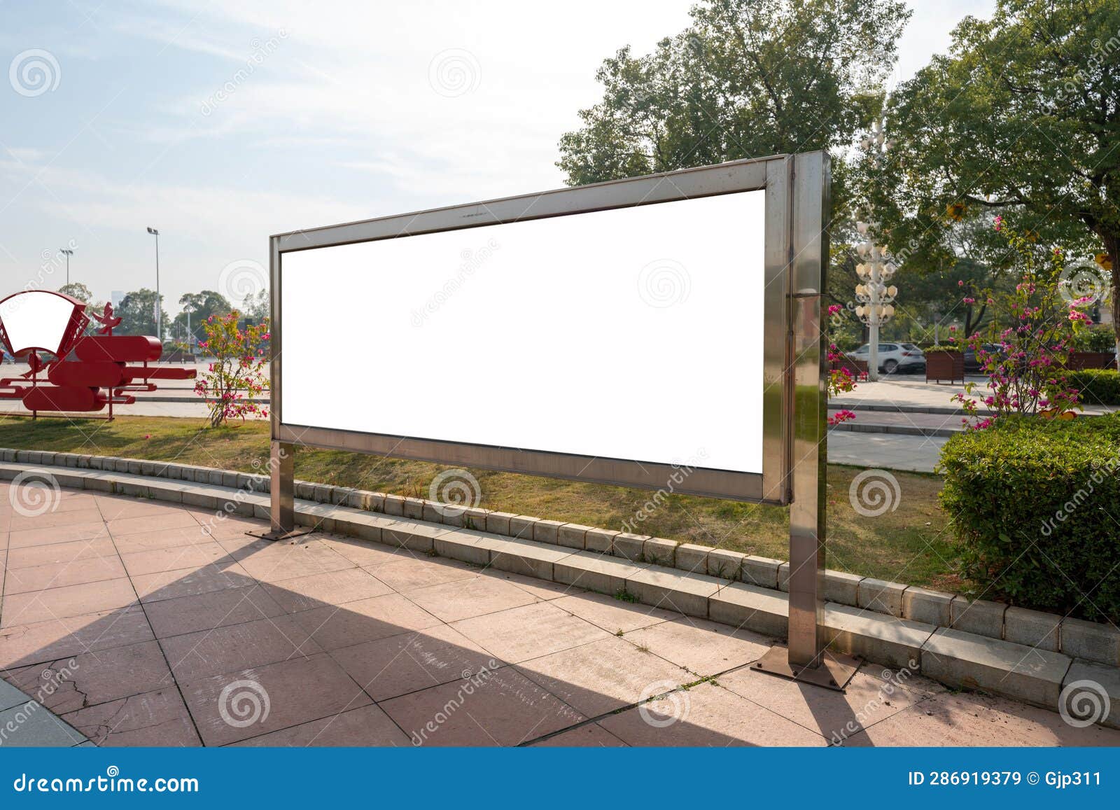 Blank Billboard on the City Street Stock Image - Image of promotion ...
