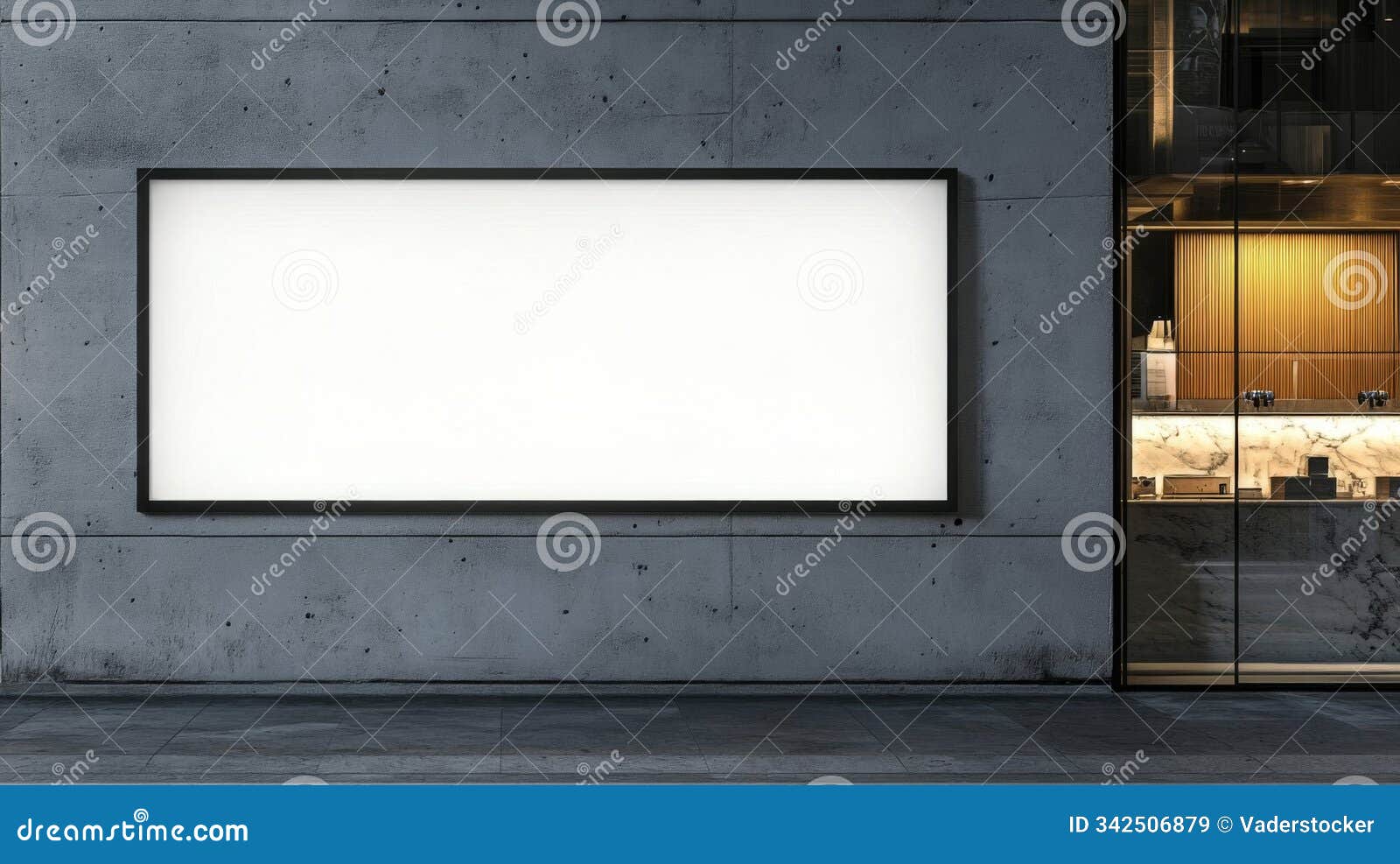 Blank Billboard on a Concrete Wall with a Store Window beside it Stock ...