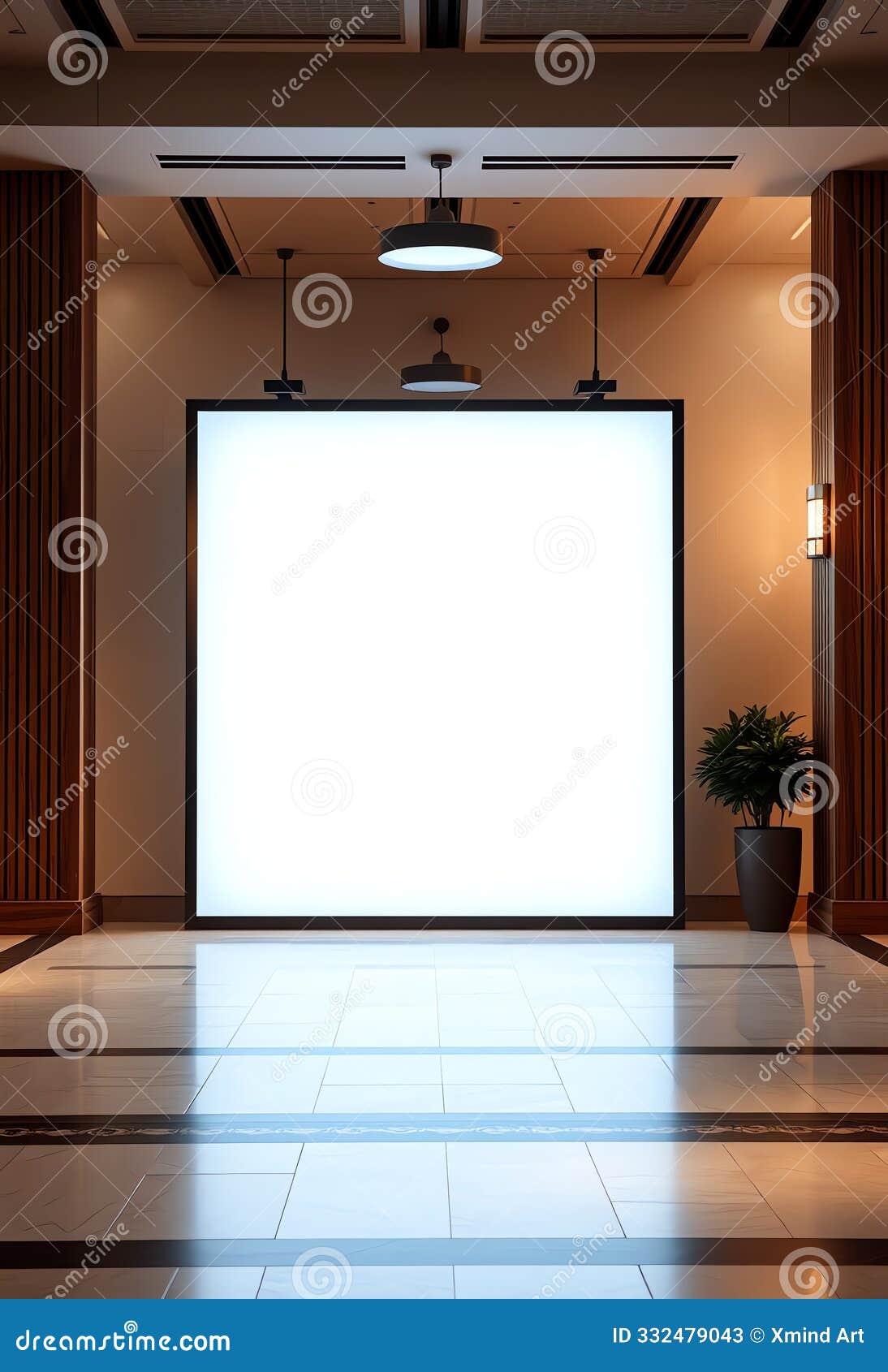 Blank Billboard Copy Space or Poster in Indoor Hall Stock Illustration ...