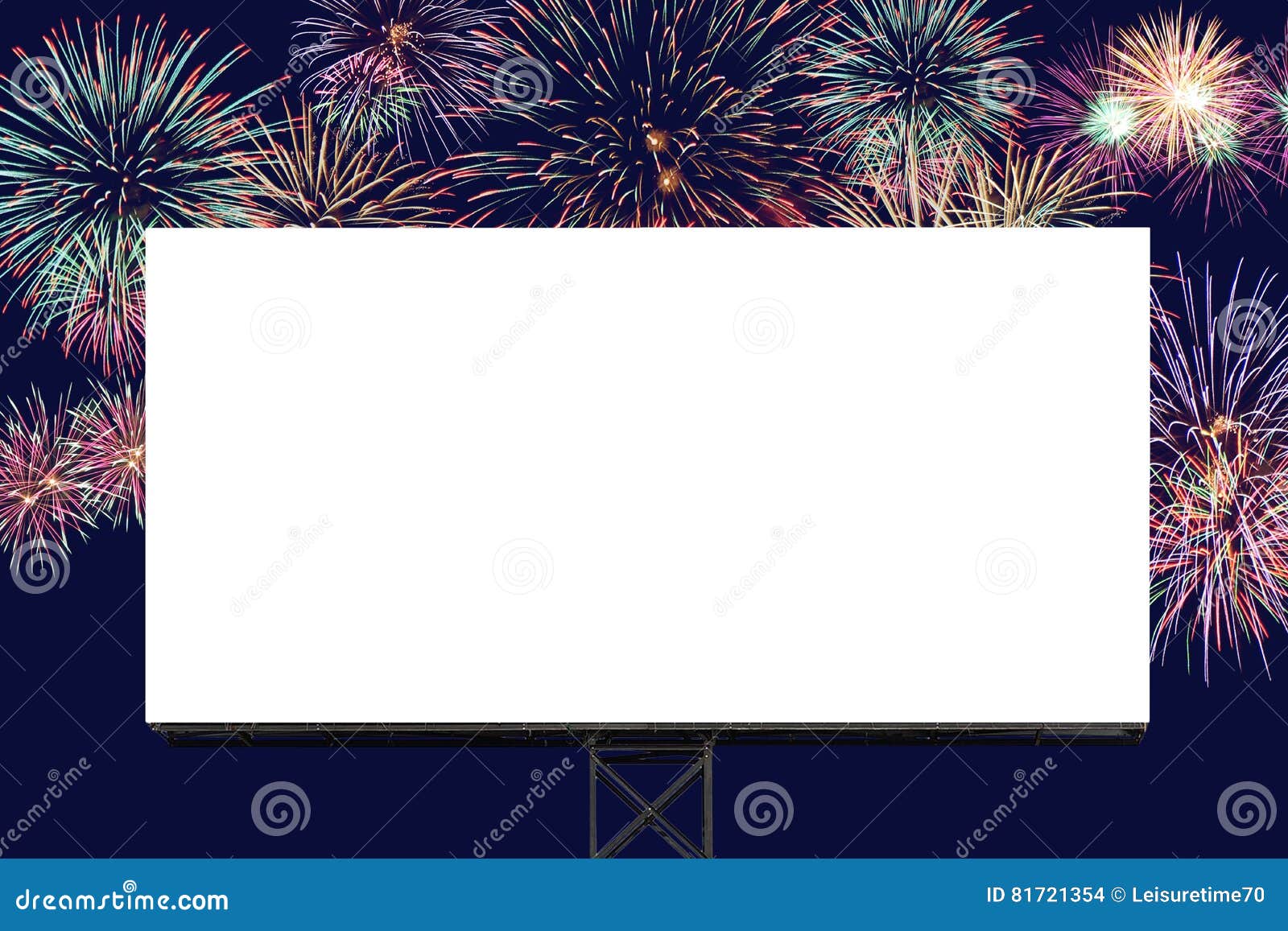 Blank Billboard with Firework Background Stock Photo - Image of display ...