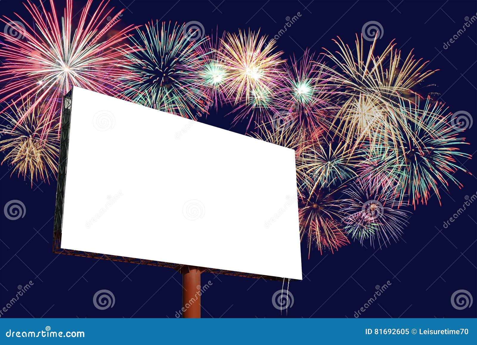 Blank Billboard with Firework Background Stock Image - Image of light ...