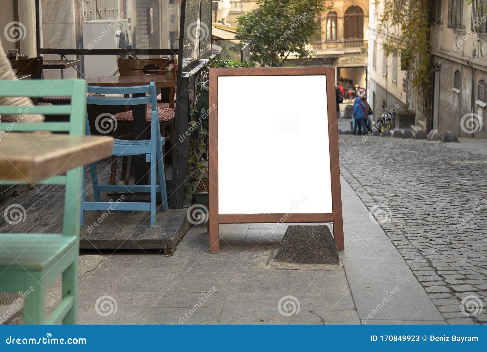 Blank Billboard in Front of the Restaurant-cafe Stock Image - Image of ...