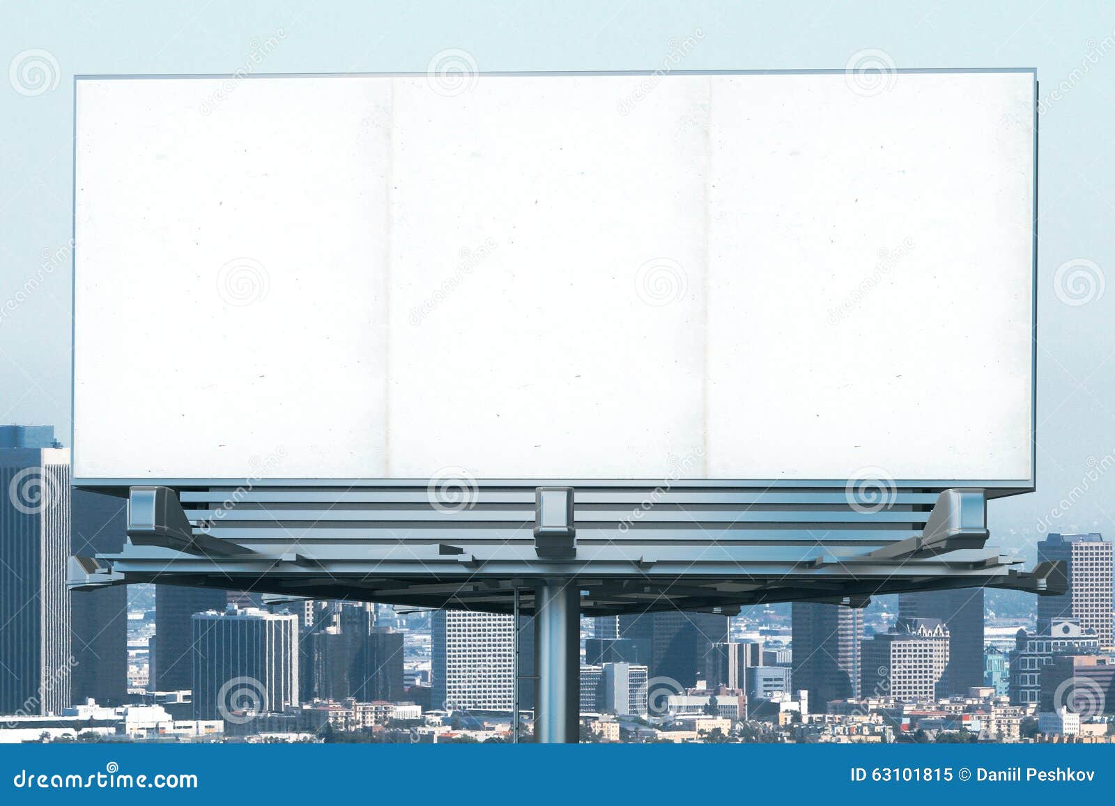 Blank Billboard Front View at City Background Stock Illustration ...