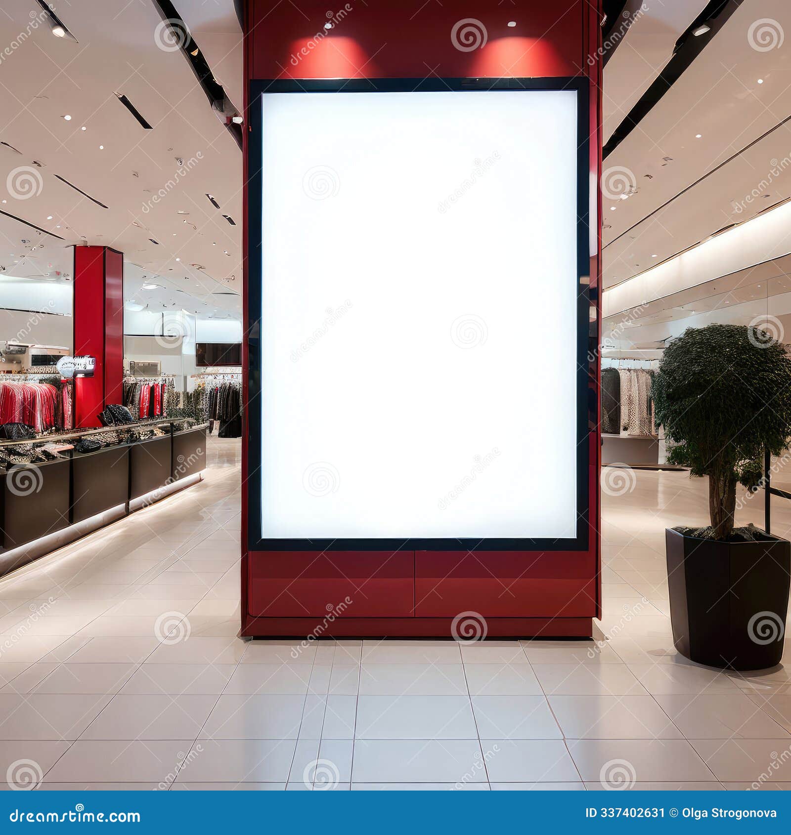 Blank Billboard Mockup. Advertisement Board in the Modern Store Stock ...