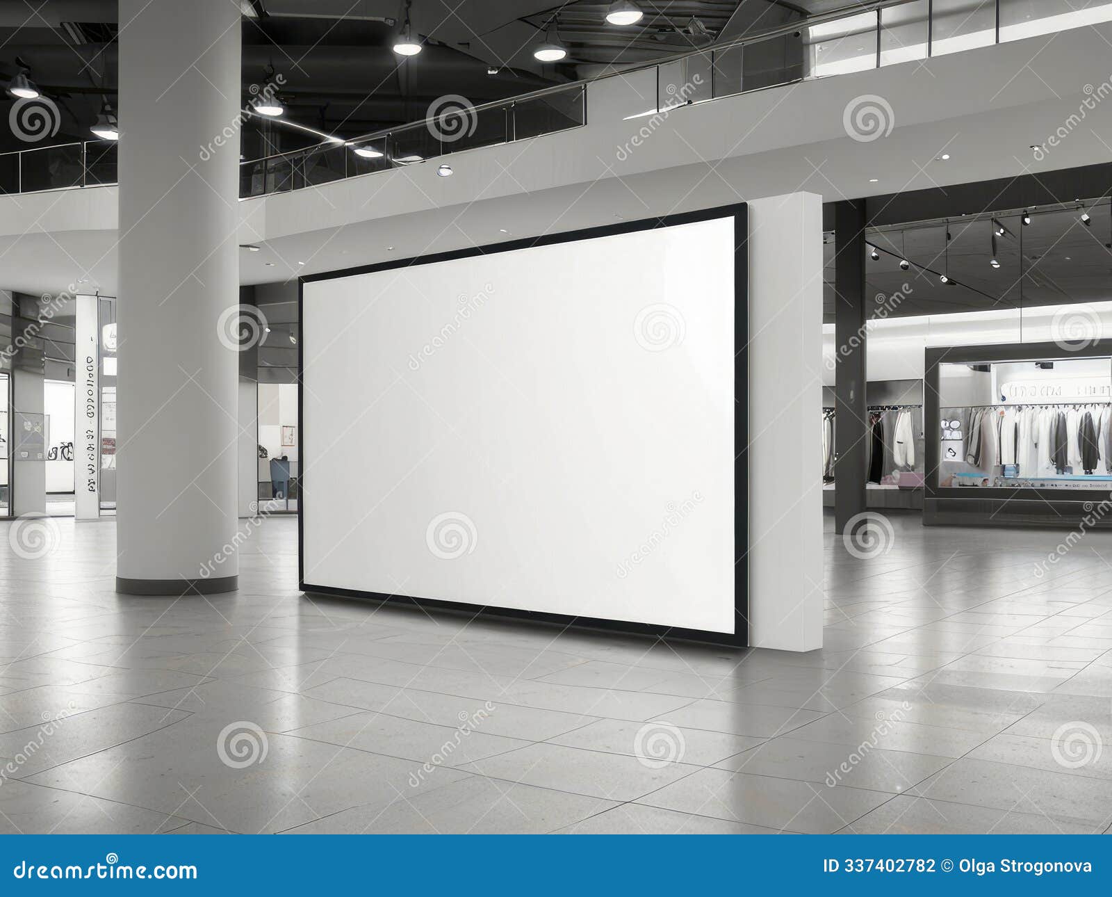 Blank Billboard Mockup. Advertisement Board in the Modern Store Stock ...
