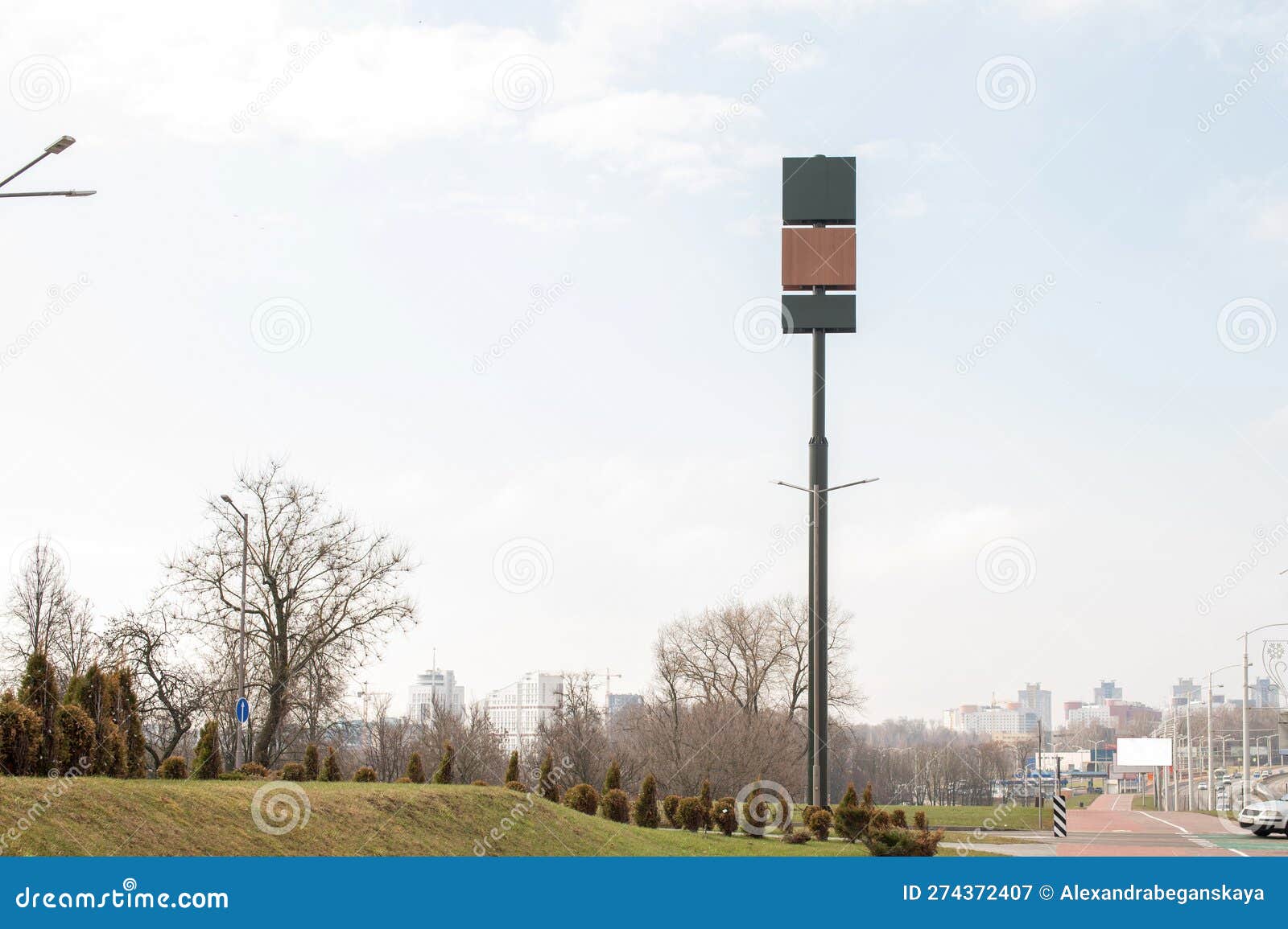 Blank Billboard Mockup on a Tall Pole. Three Empty Billboards of ...