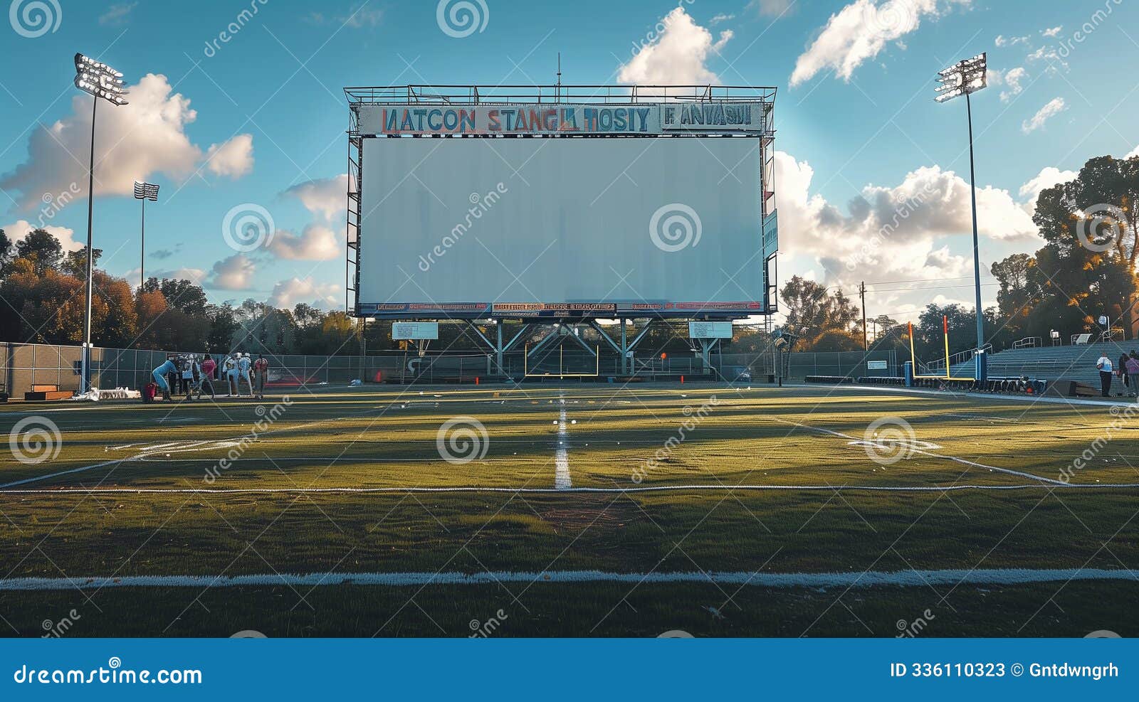 Blank Billboard Mockup Template, Football Field Stock Illustration ...