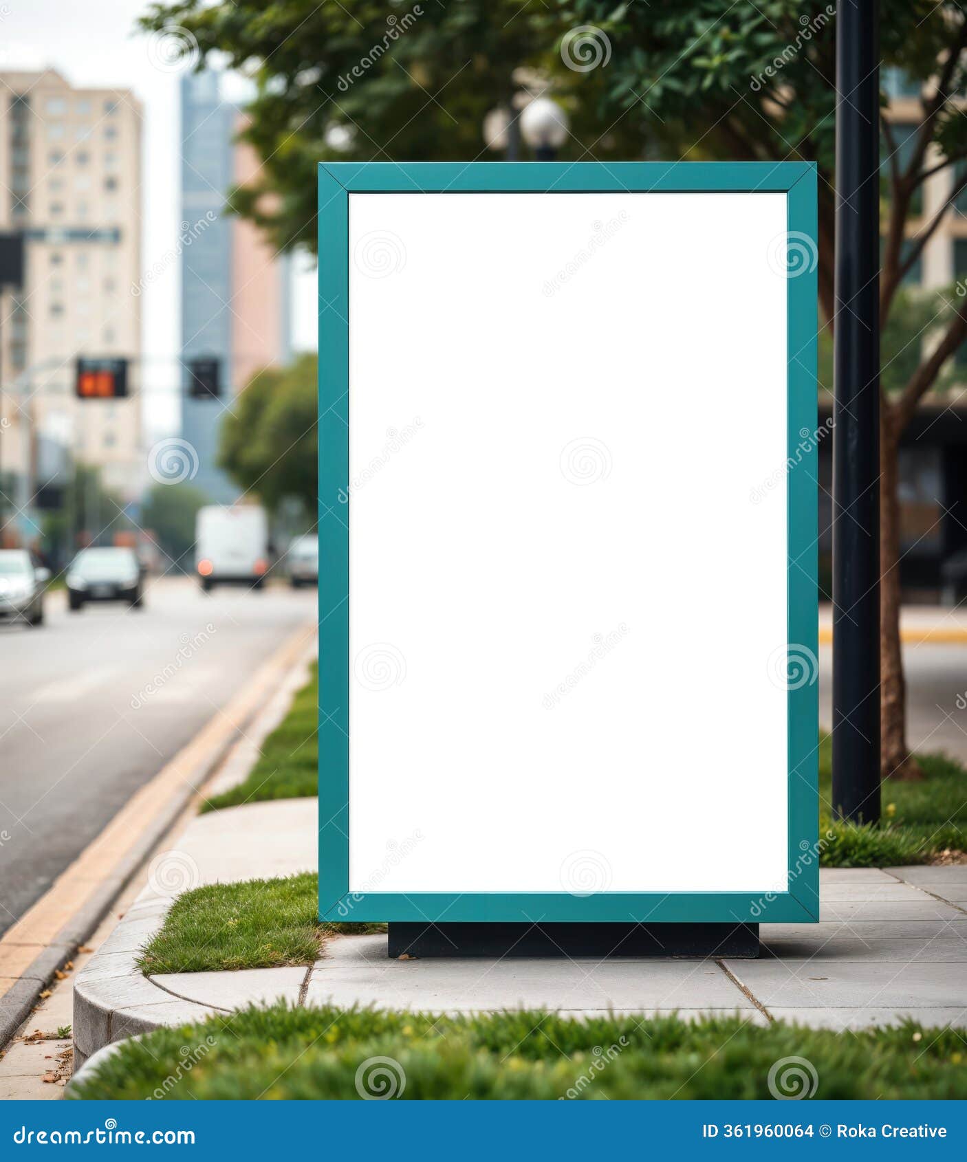 "Urban Billboard Mockup: Teal Frame with Blank White Space" Stock ...