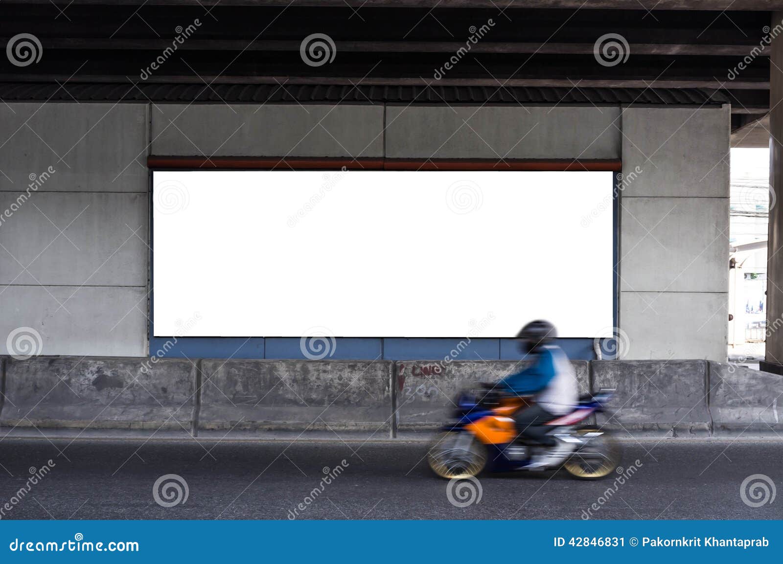 Blank Billboard with Motorcycle Stock Image - Image of communication ...