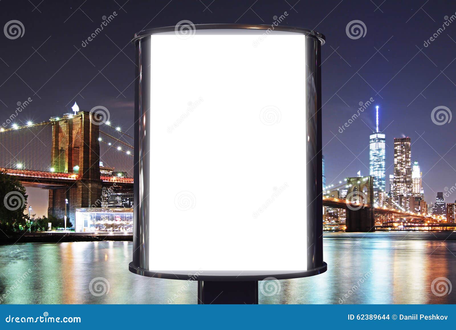 Blank Billboard with Night City View Background Stock Photo - Image of ...